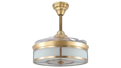 China 42 inch 3500K Remote Control Retractable Ceiling Fan Light 220VAc Invisible Blades for sale