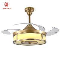 China 42 inch 3500K Remote Control Retractable Ceiling Fan Light 220VAc Invisible Blades for sale
