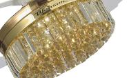 China Crystal Lampshade Silent LED 36W Retractable Ceiling Fan Light With Folding Blades for sale