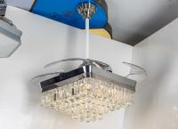 China Contemporary 110v 110W Retractable Blade Ceiling Fan Chandelier Santi Nickle Color for sale