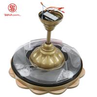 China Acrylic Lampshade 150lm/W Gold Retractable Ceiling Fan Light Warm White for sale