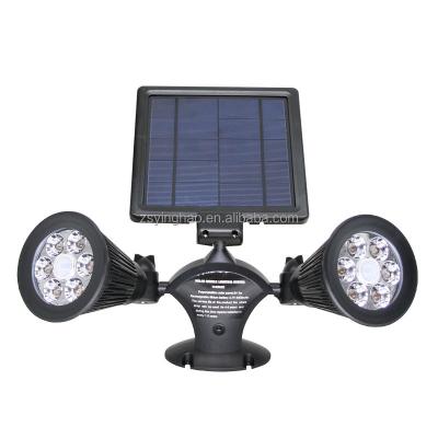 China 12LEDs 20-600Lumen Solar Motion Sensor Spotlight Dual Head Solar Spotlight for sale