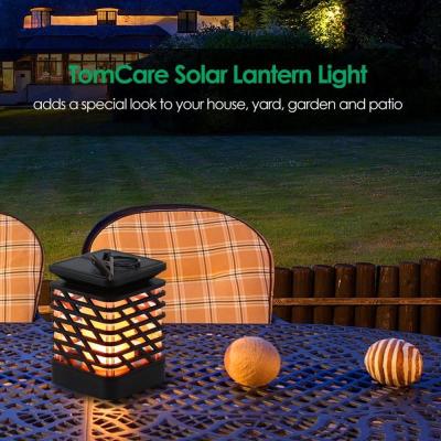 China Sparkling 30-40LM 3000K-3500K Solar Flickering Flame Lantern Hanging Solar Garden Light for sale
