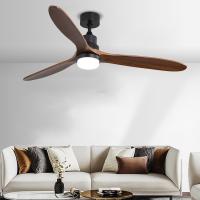 China Indoor Remote Control 1500LM Solid Wood Ceiling Fan Light 120V 3000-5000K for sale
