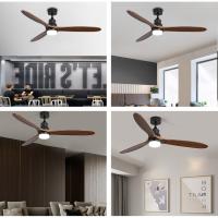 China Indoor Remote Control 1500LM Solid Wood Ceiling Fan Light 120V 3000-5000K for sale