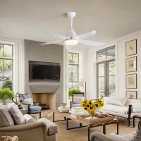 China Fancy Iron 3000K 35W 5 ABS Blade Ceiling Fan Lamp Big Natural Style for sale