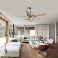 China Brushed Nickel 2000LM Five Metal Blade Ceiling Fan With Light 65W for sale