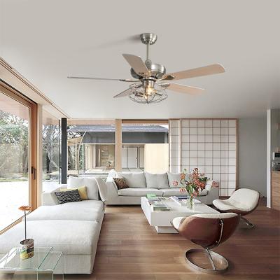 China Brushed Nickel 2000LM Five Metal Blade Ceiling Fan With Light 65W for sale