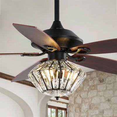 China 120V 52Inch 5 Metal Blade Matt Black Ceiling Fan With Remote Control For Living Room Indoor for sale