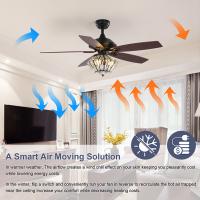 China 120V 52Inch 5 Metal Blade Matt Black Ceiling Fan With Remote Control For Living Room Indoor for sale