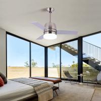 China Nordic Style 65W 3000K Modern Brushed Nickel Ceiling Fan With Light 36 Inch for sale