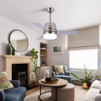 China Nordic Style 65W 3000K Modern Brushed Nickel Ceiling Fan With Light 36 Inch for sale