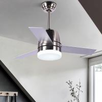 China Nordic Style 65W 3000K Modern Brushed Nickel Ceiling Fan With Light 36 Inch for sale