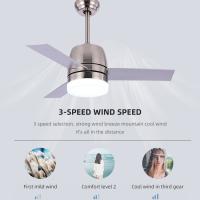 China Nordic Style 65W 3000K Modern Brushed Nickel Ceiling Fan With Light 36 Inch for sale