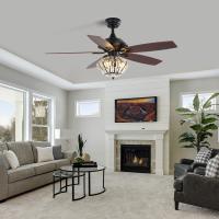 China Industrial 65W Low Profile Metal Blade Ceiling Fan with light 120V AC DC Motor for sale
