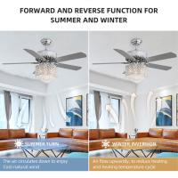 China Decorative 2000 lumen Home Metal Blade Ceiling Fan Chandelier 90lm/w for sale