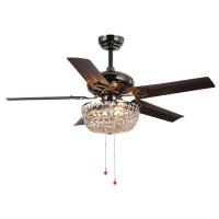 China 4100K 3600LM Crystal Flush Mount Ceiling Fan Office Ceiling Fan With Light Pull Chain for sale