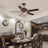 China 4100K 3600LM Crystal Flush Mount Ceiling Fan Office Ceiling Fan With Light Pull Chain for sale