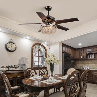 China 4100K 3600LM Crystal Flush Mount Ceiling Fan Office Ceiling Fan With Light Pull Chain for sale