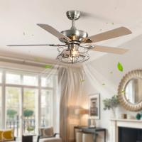 China Modern Matte Brown 120V 60w 52 Inch Crystal Ceiling Fan Light European Style for sale