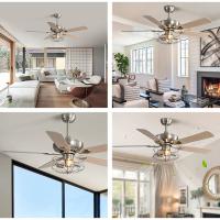 China Modern Matte Brown 120V 60w 52 Inch Crystal Ceiling Fan Light European Style for sale