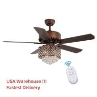 China 52Inch Remote Control 120V Modern Crystal Ceiling Lamp In Dining Room for sale