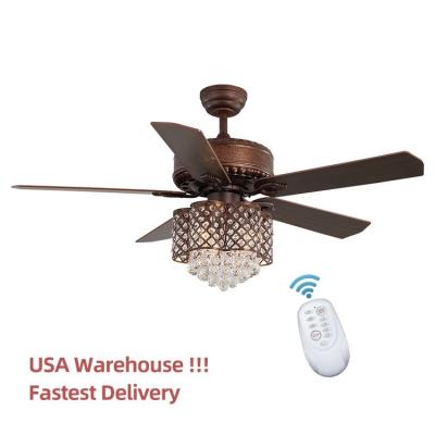 China 52Inch Remote Control 120V Modern Crystal Ceiling Lamp In Dining Room for sale