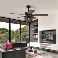 China Home Office 5 Plywood 2000LM Crystal Ceiling Fan Light With DC AC Motor for sale