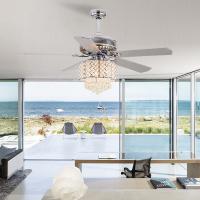 China 18w Flush Mount Crystal Chandelier Ceiling Fan for sale