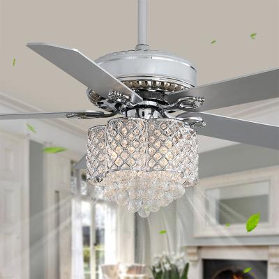 China 18w Flush Mount Crystal Chandelier Ceiling Fan for sale