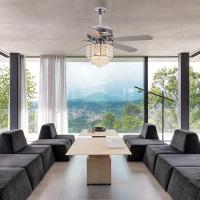 China 18w Flush Mount Crystal Chandelier Ceiling Fan for sale