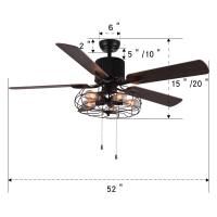 China 52 Inch Decorative 5 Vane 18w Pull Chain Ceiling Fan Light for sale