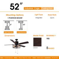 China 52 Inch Decorative 5 Vane 18w Pull Chain Ceiling Fan Light for sale