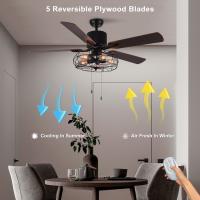 China 52 Inch Decorative 5 Vane 18w Pull Chain Ceiling Fan Light for sale