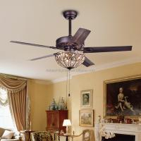 China Decorative Hotel 4100K 3600LM Chandelier Crystal Ceiling Fan Light 5 Iron Blades for sale