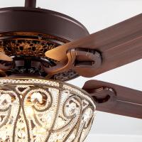 China Decorative Hotel 4100K 3600LM Chandelier Crystal Ceiling Fan Light 5 Iron Blades for sale