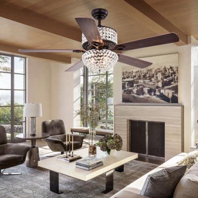 China Bedroom AC110V 4100K  Flush Mount Crystal Chandelier Ceiling Fan Remote Control for sale