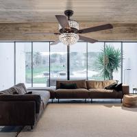China Bedroom AC110V 4100K  Flush Mount Crystal Chandelier Ceiling Fan Remote Control for sale