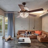 China Bedroom AC110V 4100K  Flush Mount Crystal Chandelier Ceiling Fan Remote Control for sale