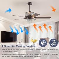 China Bedroom AC110V 4100K  Flush Mount Crystal Chandelier Ceiling Fan Remote Control for sale