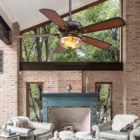 China Westing Houses 52cm 110AC Black Crystal Ceiling Fan Light 5 Blades 3 Lampshades for sale