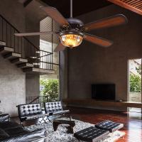 China Westing Houses 52cm 110AC Black Crystal Ceiling Fan Light 5 Blades 3 Lampshades for sale