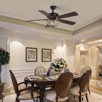 China Hotel Villa Apartment Craft 4100K 1320mm Ceiling Fan Crystal Ceiling Fan With Remote for sale