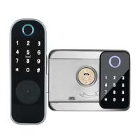 China Ttlock Tuya APP Double Sided Fingerprint Lock For Iron Gate Silver Black for sale