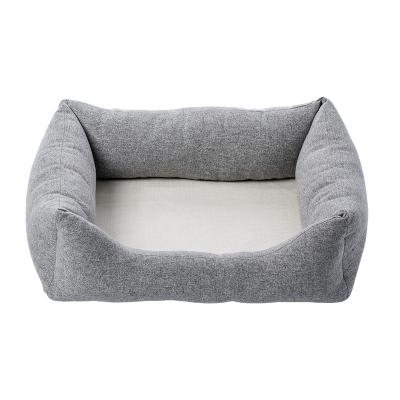 China OEM ODM Pet Products FiberEVA Checkered Rectangle Linen Dog Beds for sale