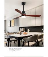 China DC Motor Dimmable Ceiling Fan Light Kit 3 Plywood Blades Brushed Gold Color for sale