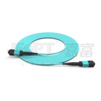 China 12 Core MPO Trunk Cable Multimode 50/125 3.0mm LSZH Aqua B Polarity Patch Cord for sale