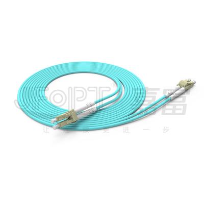 China LC-LC Duplex Fiber Optic Patch Cord Multimode 50/125 3.0mm LSZH Aqua for sale