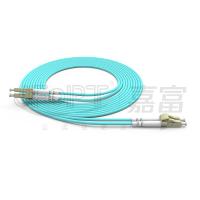 China LC-LC Duplex Fiber Optic Patch Cord Multimode 50/125 3.0mm LSZH Aqua for sale