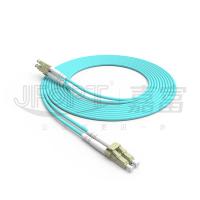 China LC-LC Duplex Fiber Optic Patch Cord Multimode 50/125 3.0mm LSZH Aqua for sale